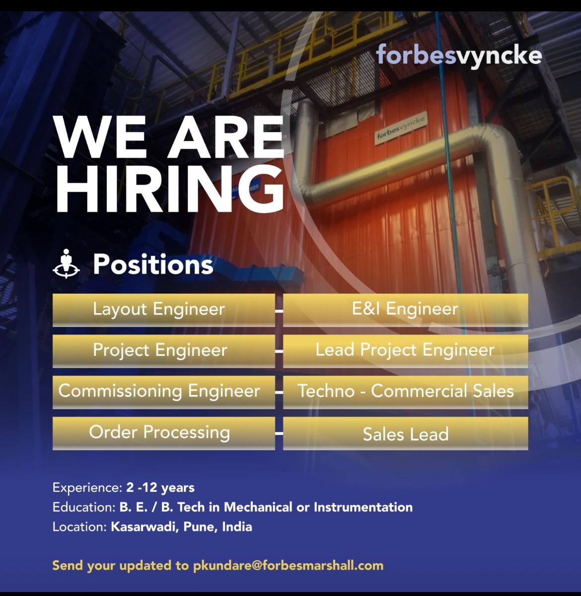 Forbes Vyncke is Hiring Engineers – Piping and Interface Engineering