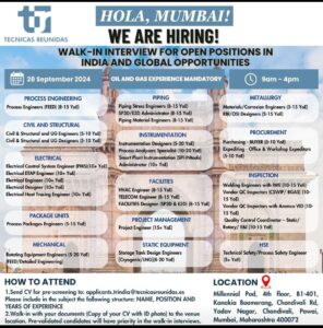 Walk-In Recruitment Drive at Técnicas Reunidas – Piping and Interface ...